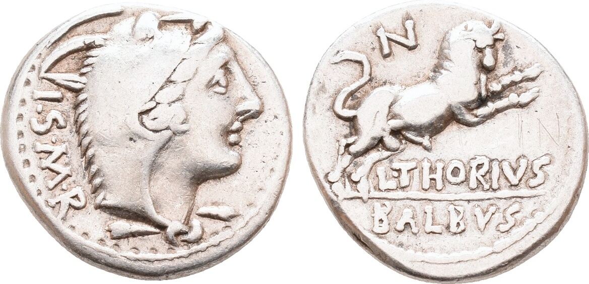L. Thorius Balbus Denarius 105 v. Chr. Roma ss | MA-Shops