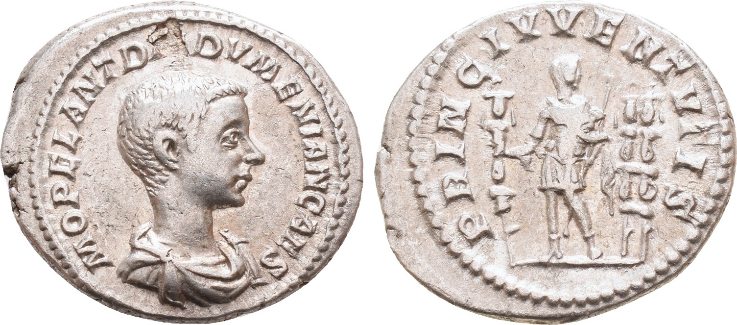 Diadumenianus Caesar Denarius 217-218 n. Chr. gutes Portrait ss | MA-Shops