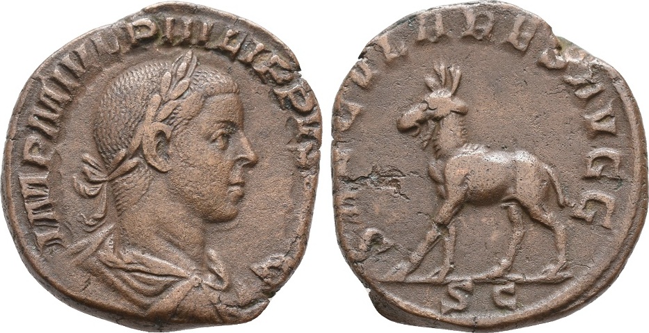 Philippus II Sestertius 248 n. Chr. Roma, zur Tausendjahrfeier der ...