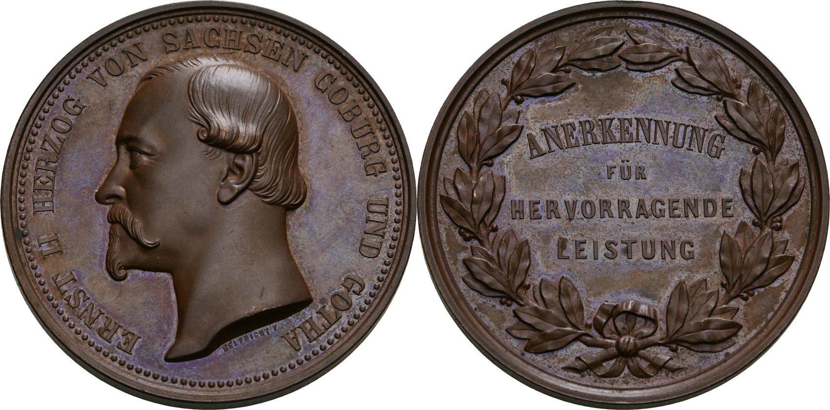 Sachsen-Coburg und Gotha Bronzemedaille o. J. (1891) Ernst II., 1844-1893 vz+, Vs. winz. Fleck ...