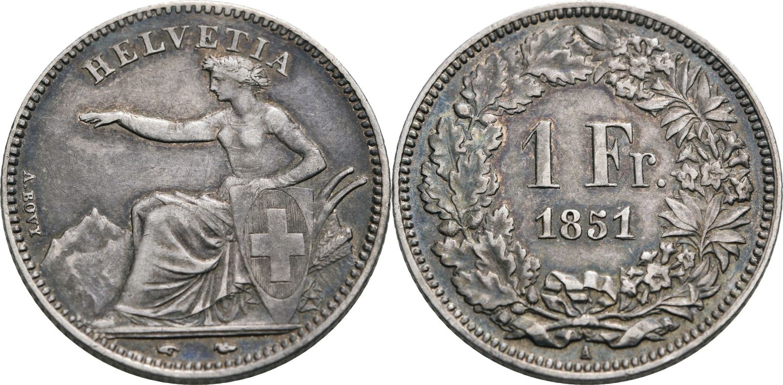 Schweiz 1 Franken A, Paris 1851 Eidgenossenschaft ss+ | MA-Shops