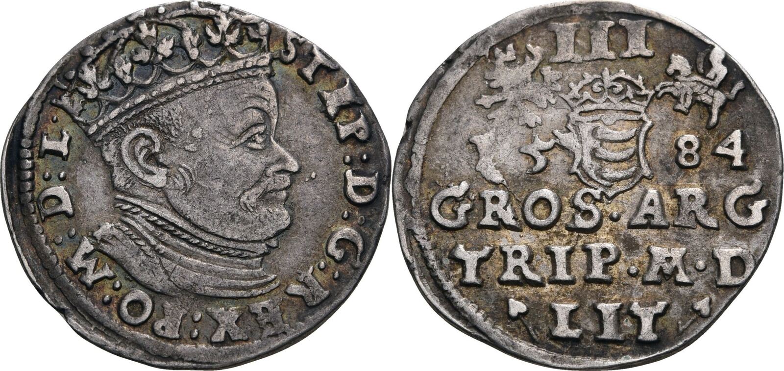 Litauen 3-Gröscher, Vilnius 1584 Stephan Bathory von Polen, 1576-1586 ...