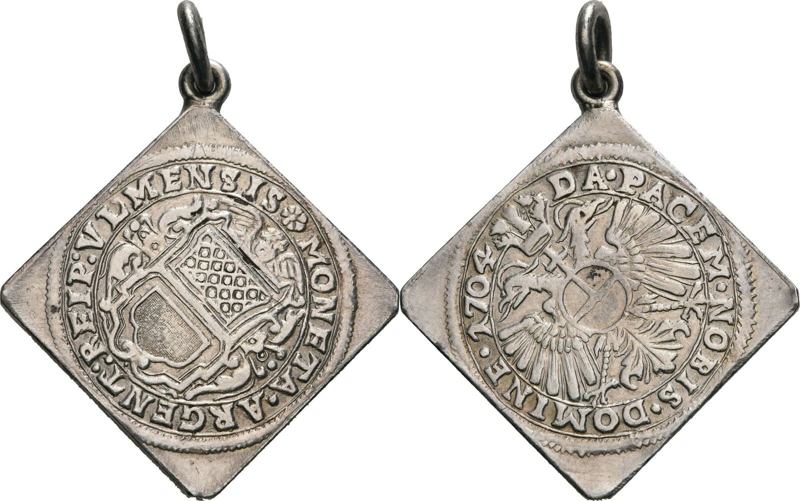 Ulm, Stadt Klippe zu 1 Gulden nach Leiziger Fuß 1704 ss, min. berieben ...