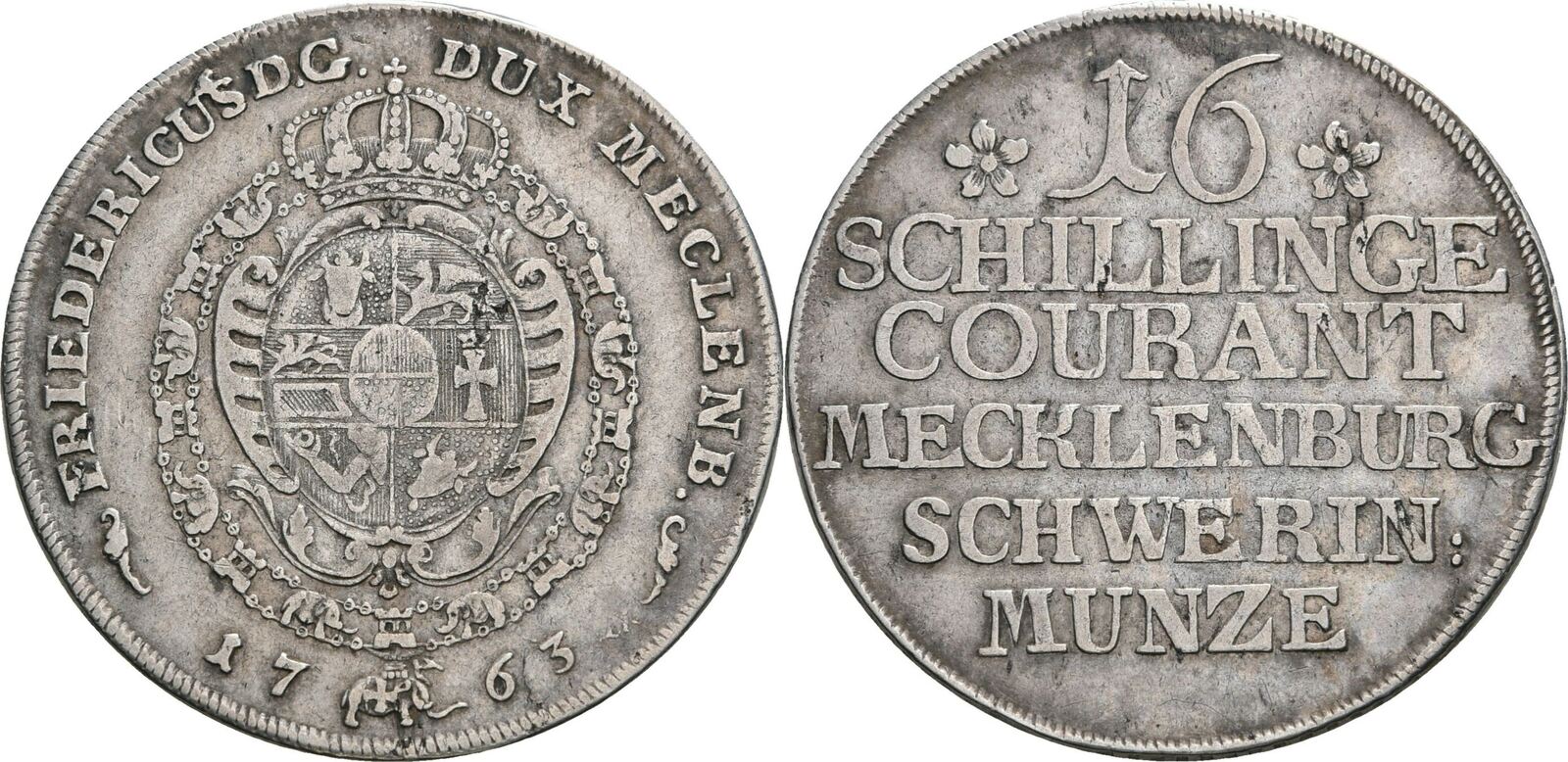 Mecklenburg-Schwerin 16 Schilling, Schwerin 1763 Friedrich, 1756-1785 ss, leichte ...