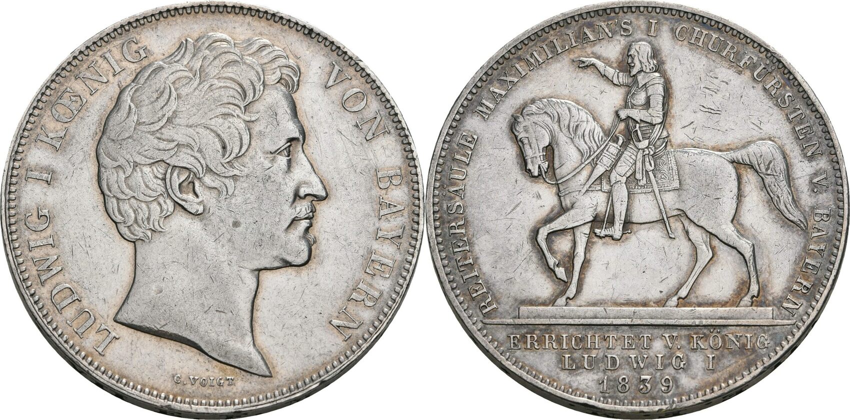 Bayern Geschichtsdoppeltaler, München 1839 Ludwig I., 1825-1848 ss, min. berieben, min ...