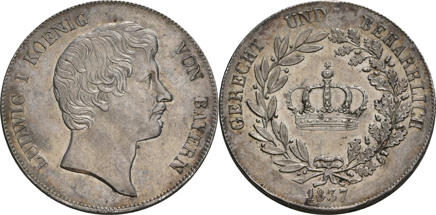 Bayern, Königreich Kronentaler, München 1837 Ludwig I., 1825-1848 fast vz/vz, min. Kratzer | MA ...