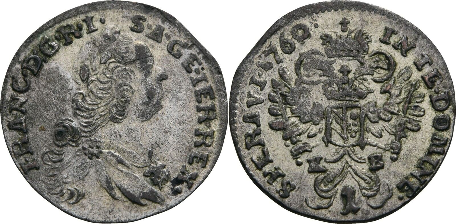 RDR Kreuzer KB, Kremnitz 1760 Franz I., 1745-1765 fast vz, leicht fleckige Tönung | MA-Shops