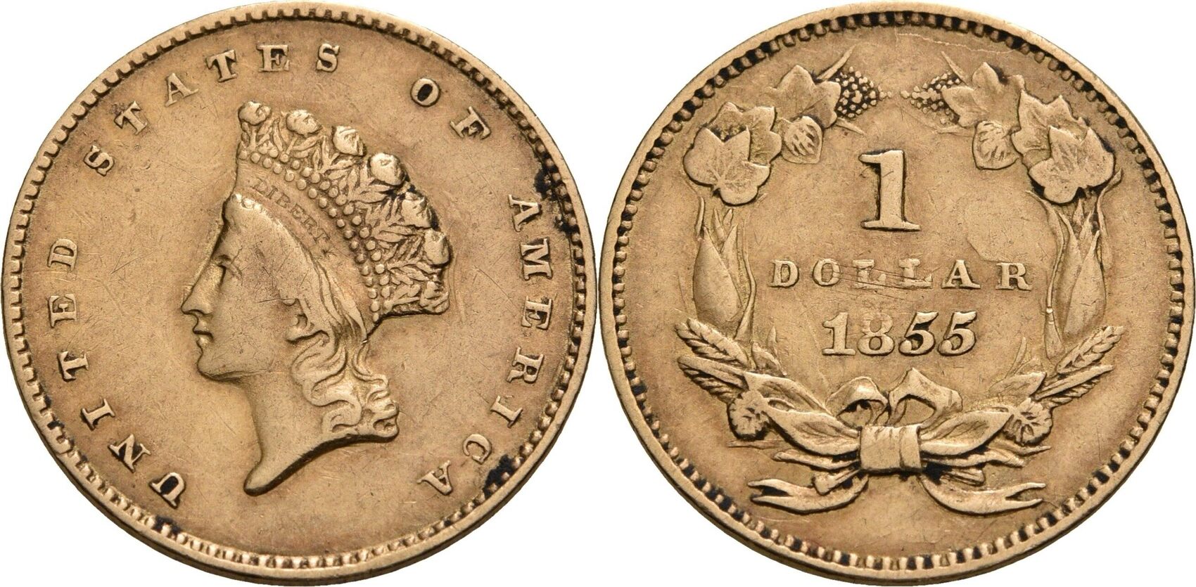 USA 1 Dollar, Philadelphia 1855 ss, min. Auflagen | MA-Shops