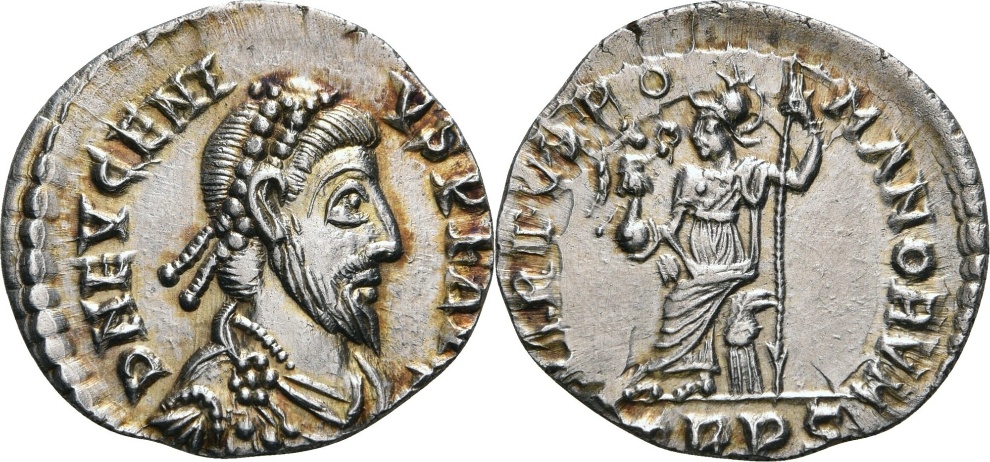 Rom Siliqua, Trier Eugenius, 392-394 vz-St., l. dezentriert, herrliche ...