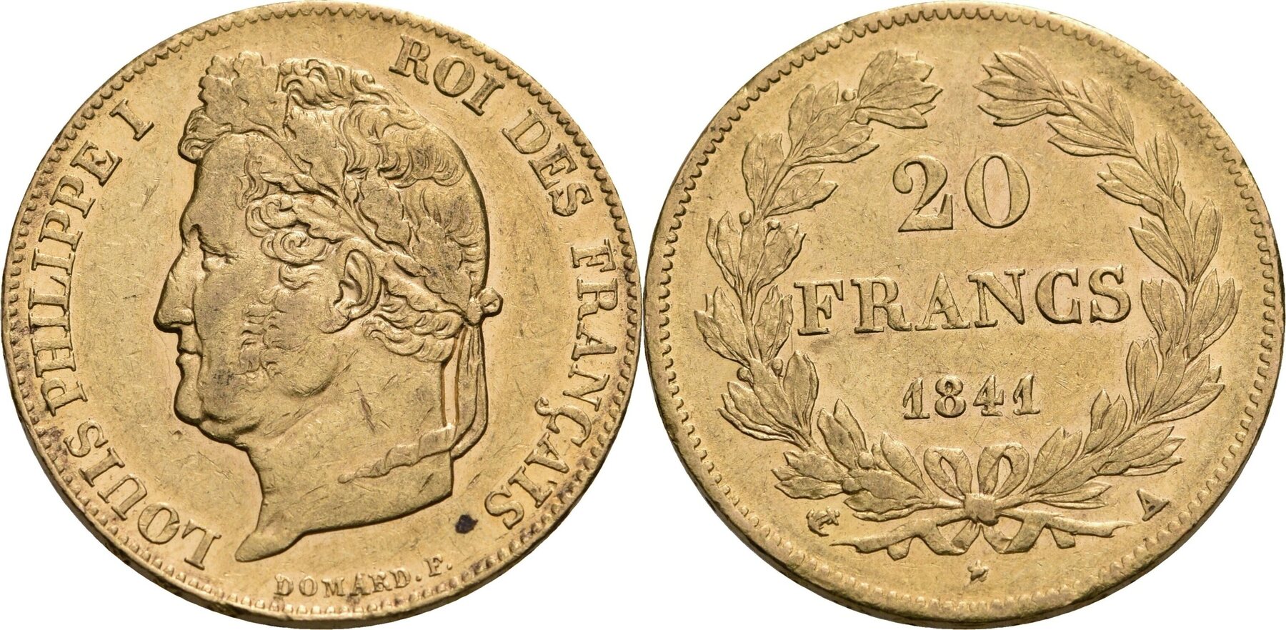 Frankreich 20 Francs A, Paris 1841 Louis Philippe, 1830-1848 ss, min ...