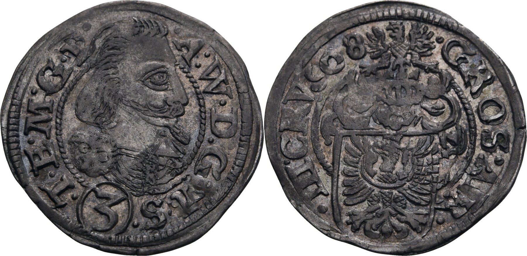 Teschen, Herzogtum 3 Kreuzer (Groschen) 1608 Adam Wenzel, 1579-1617 ss ...