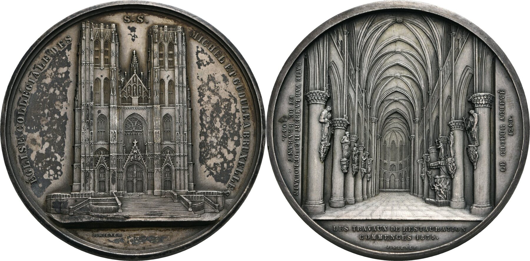 Belgien Versilberte Bronzemedaille o. J. (1848) v. Jacques Wiener, auf ...