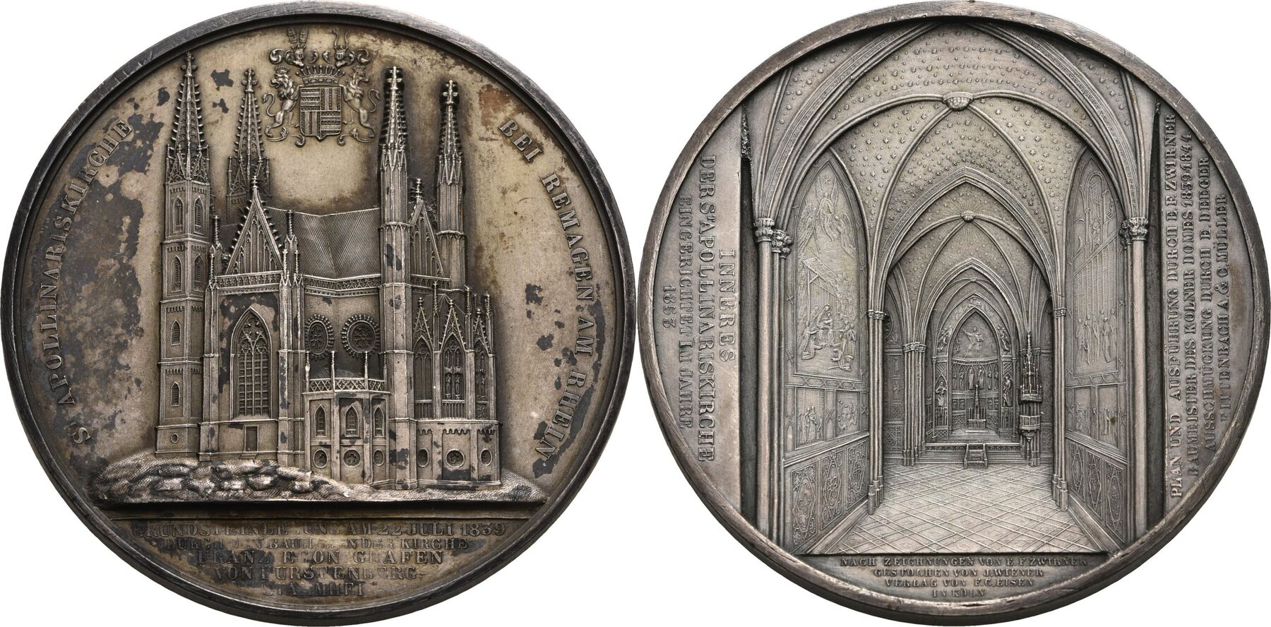 Deutschland Versilberte Bronzemedaille o. J. (1856) v. Jacques Wiener ...