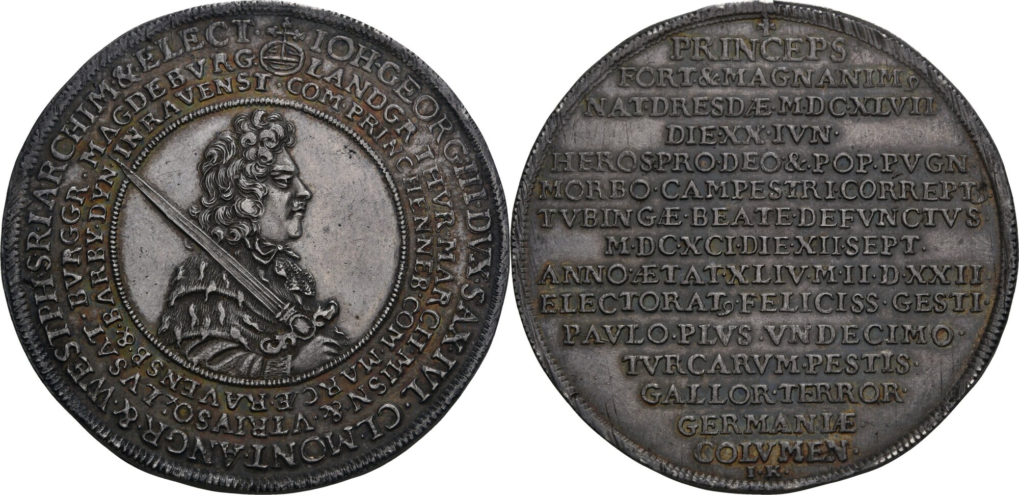 Sachsen Reichstaler, Dresden 1691 Johann Georg III., 1680-1691 fast vz ...