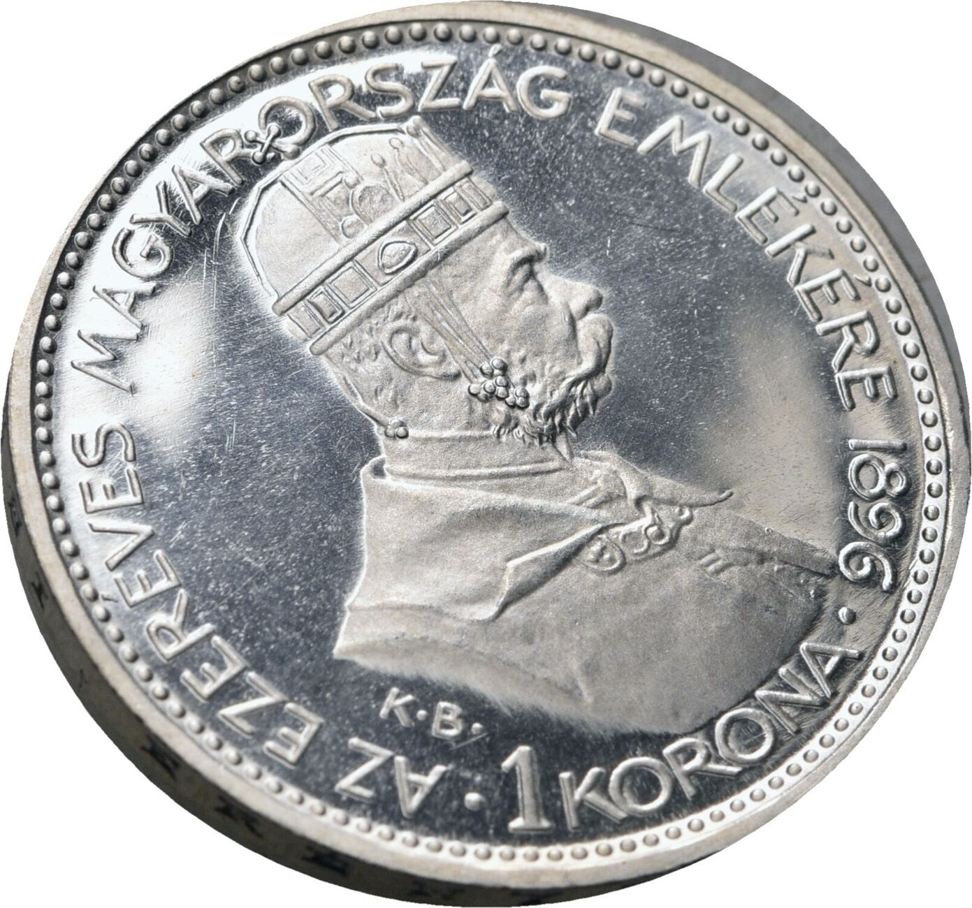 Österreich-Ungarn 1 Korona KB, Kremnitz 1896 Franz Joseph I. 1848-1916, offizielle Nachprägung ...