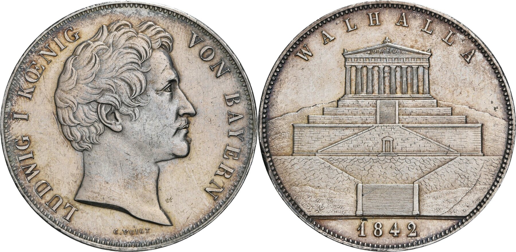 Bayern Geschichtsdoppeltaler, München 1842 Ludwig I., 1825-1848 ss, berieben | MA-Shops