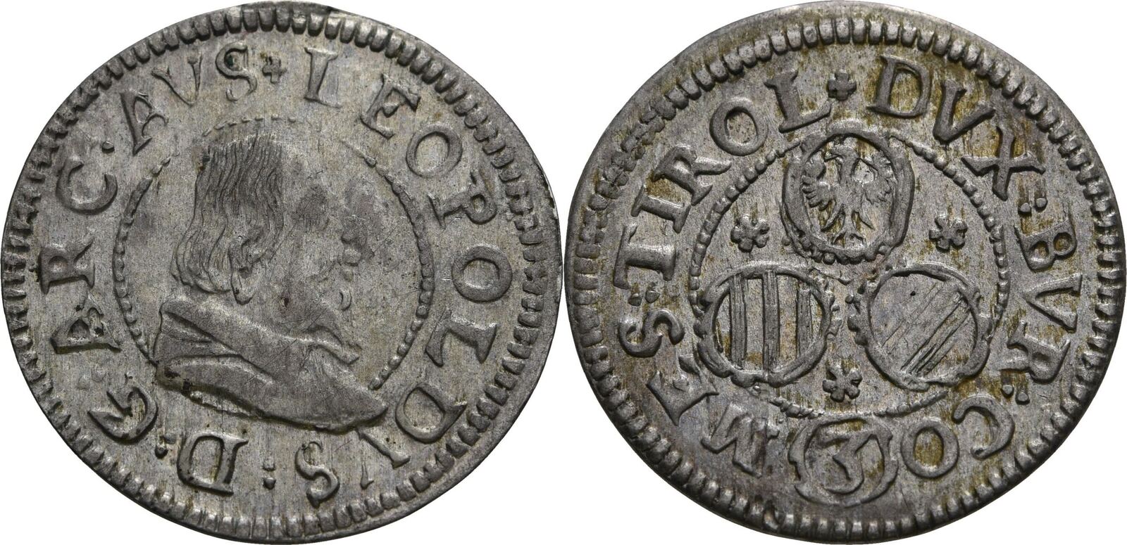 RDR Groschen (3 Kreuzer), Hall o. J. Erzherzog Leopold V., 1619-1632 fast vz/vz | MA-Shops