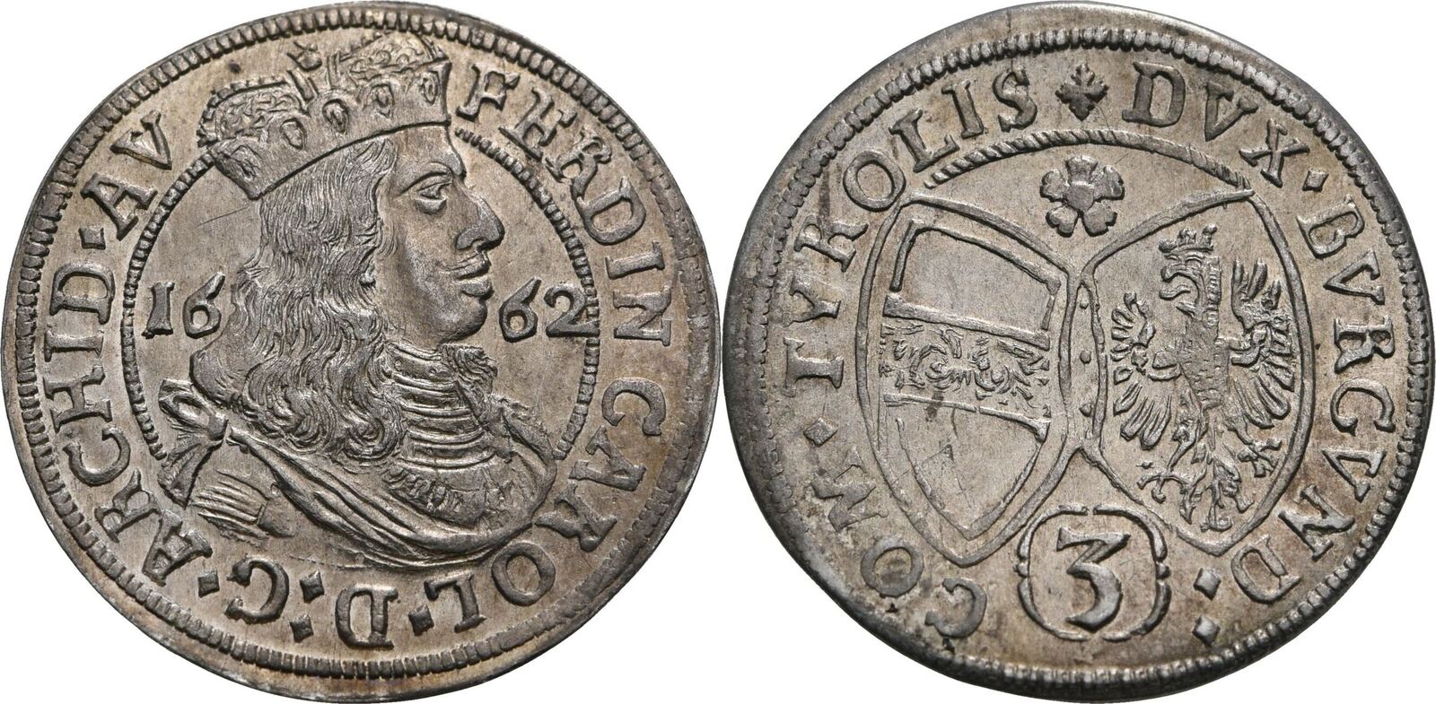 RDR Groschen (3 Kreuzer), Hall 1662 Erzherzog Ferdinand Karl, 1632-1662 vz-St. | MA-Shops