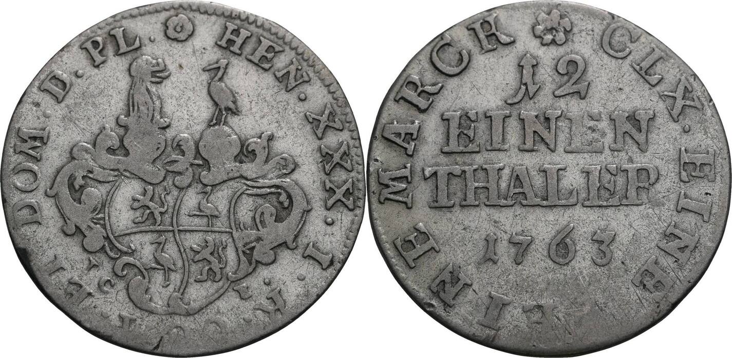 Reuss jüngere Linie Gera 1/12 Reichstaler ICE, Saalfeld 1763 Heinrich ...