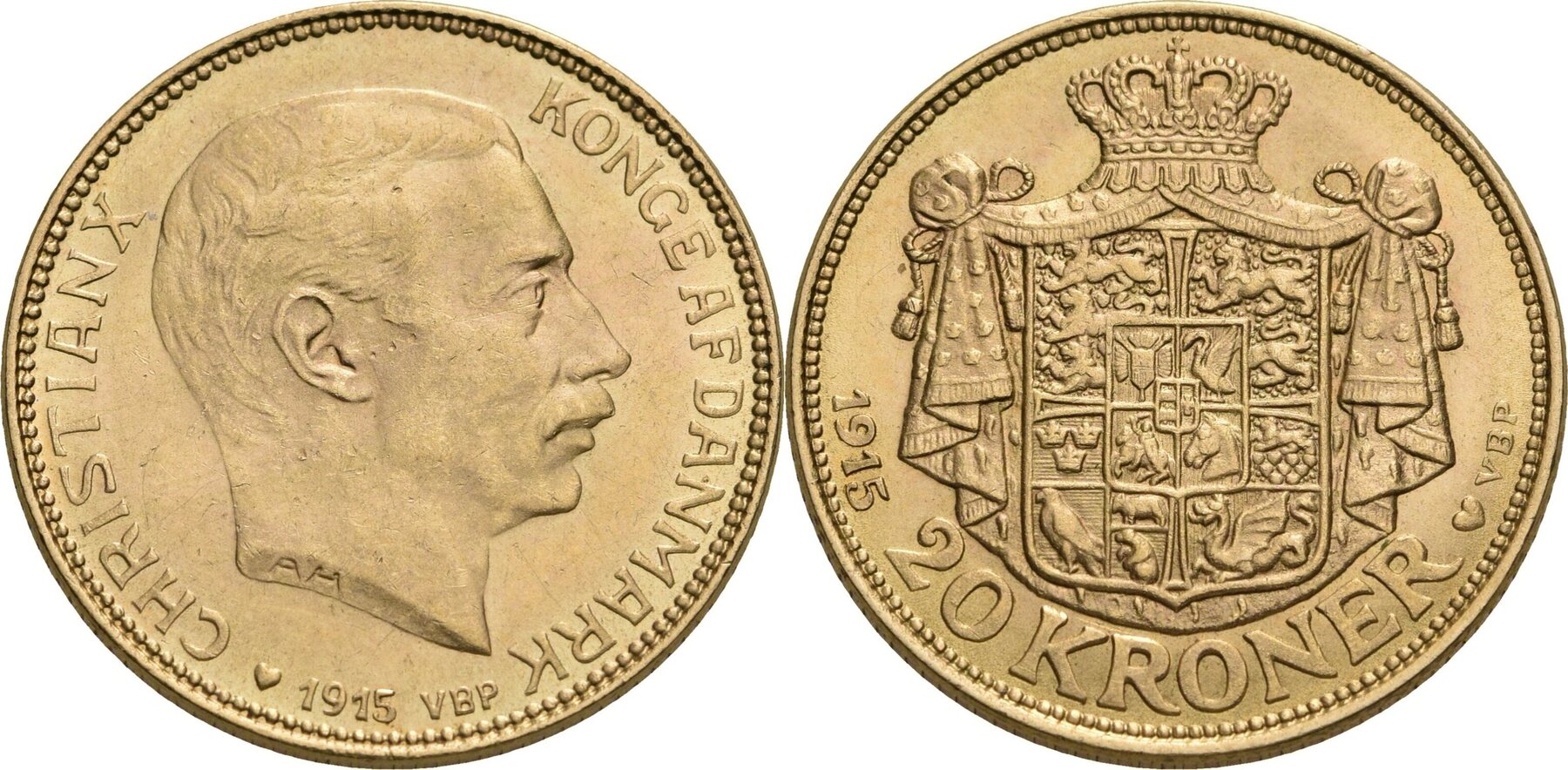 Dänemark 20 Kronen VBP, Kopenhagen 1915 Christian X., 1912-1947 vz | MA ...