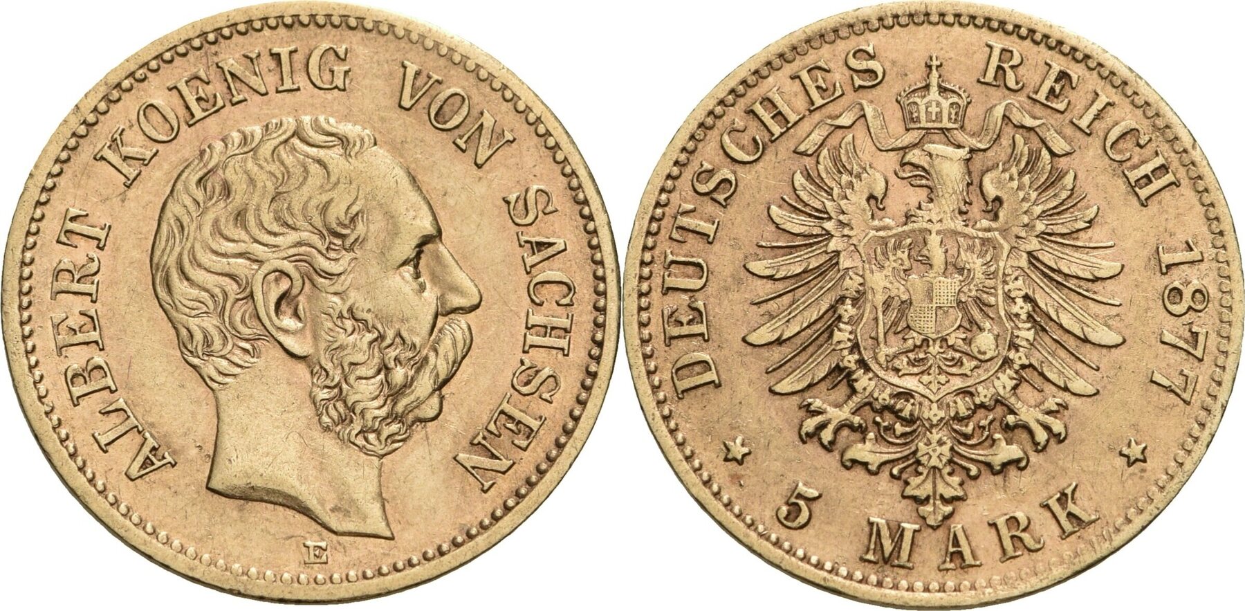 Sachsen 5 Mark E, Dresden 1877 Albert, 1873-1902 ss | MA-Shops