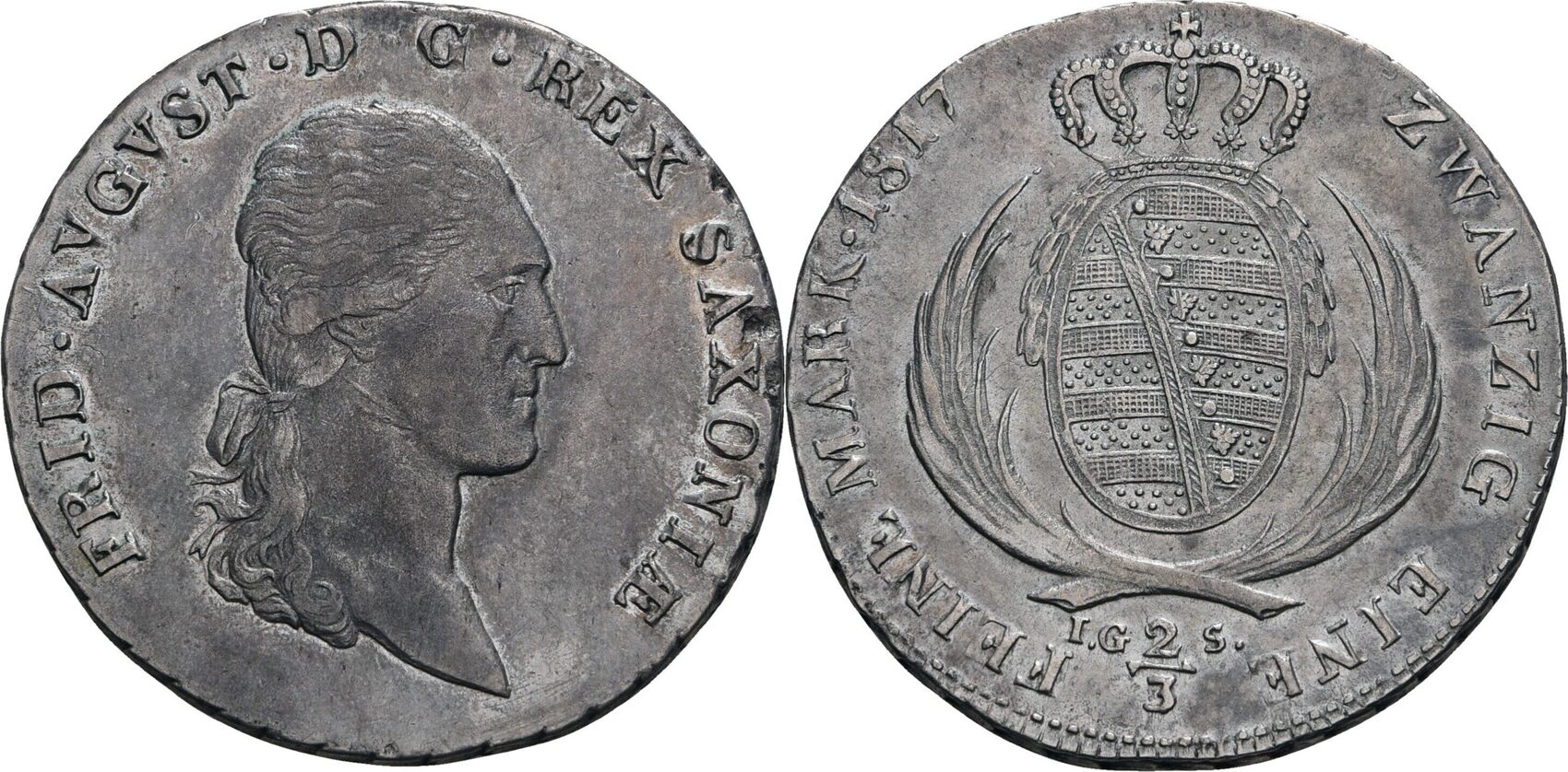 Sachsen, Königreich 2/3 Taler (1/2 Konv.Taler) IGS, Dresden 1817 ...