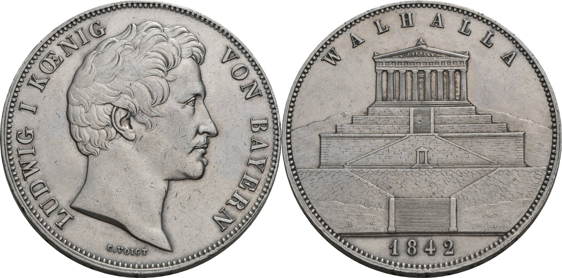 Bayern Geschichtsdoppeltaler, München 1842 Ludwig I., 1825-1848 ss, leicht gereinigt | MA-Shops