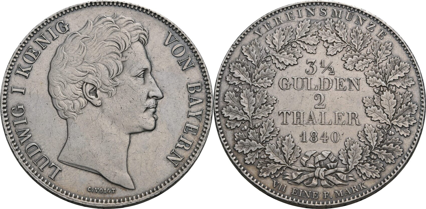 Bayern Vereinsdoppeltaler, München 1840 Ludwig I., 1825-1848 ss | MA-Shops