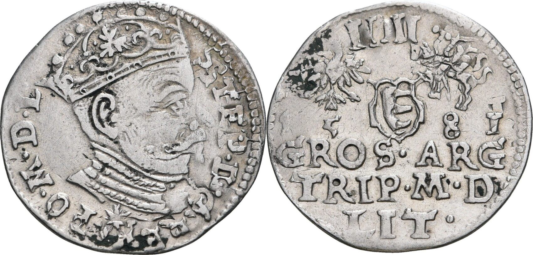 Litauen, Großfürstentum Dreigröscher, Vilnius 1581 Stephan Bathory ...