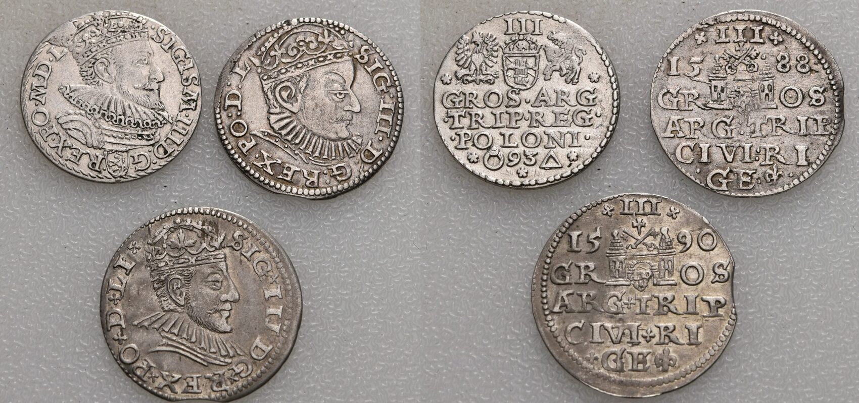 Polen Lot aus 3 x 3-Gröscher, Riga (2x), Marienburg 1588/1590/1593 ...