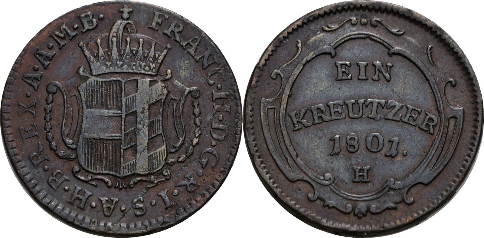Habsburg, Markgrafschaft Burgau Kreuzer H, Günzburg, mit kleinerer Schrift 1801 Franz II., 1792 ...