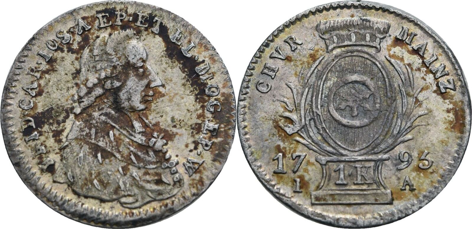 Mainz, Erzstift Kreuzer IA, Mainz 1795 Franz Karl Joseph von Erthal ...