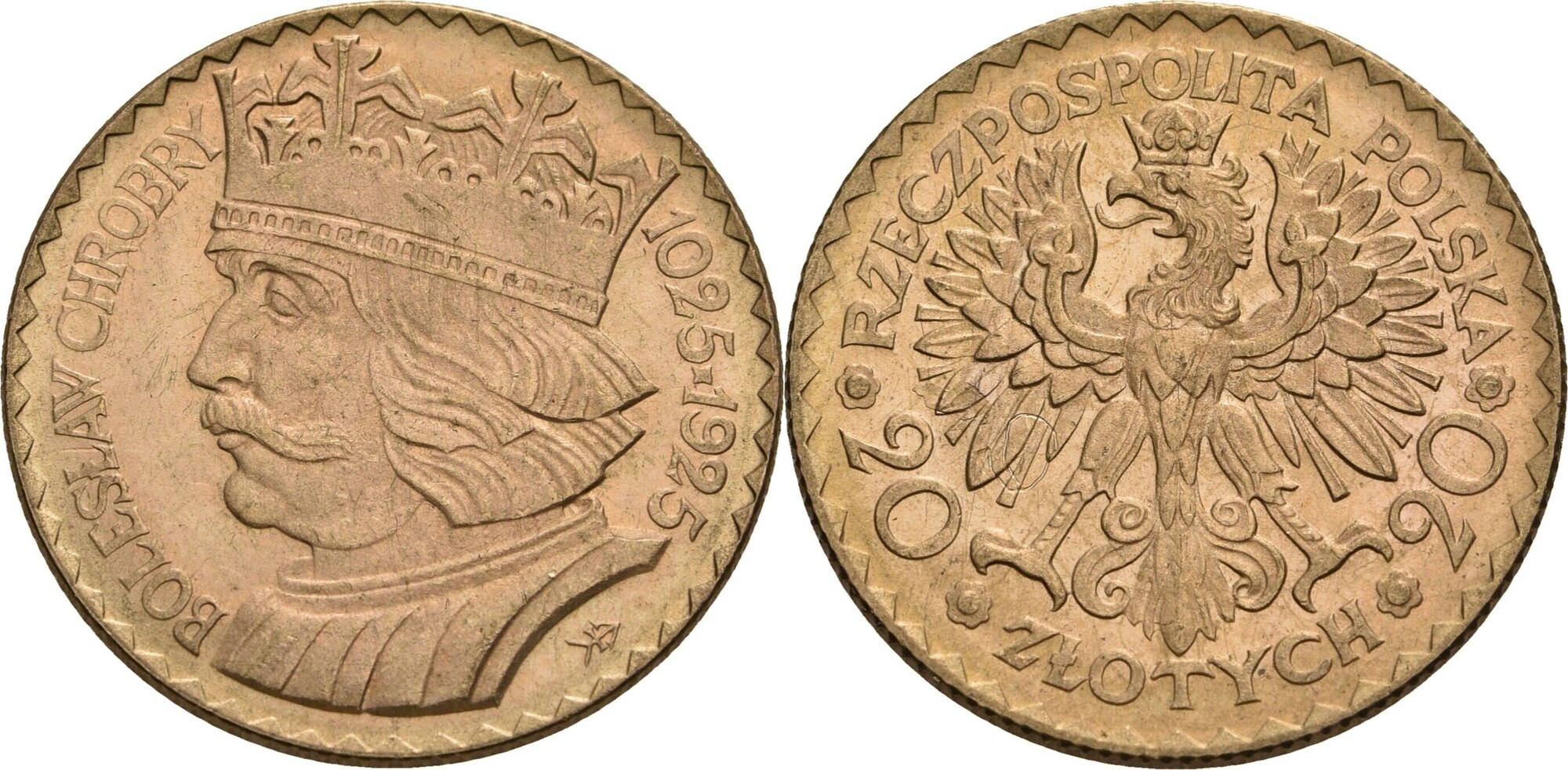Polen, Republik 20 Zlotych 1925 900 Jahre Königreich fast vz/vz, winz. Kratzer | MA-Shops