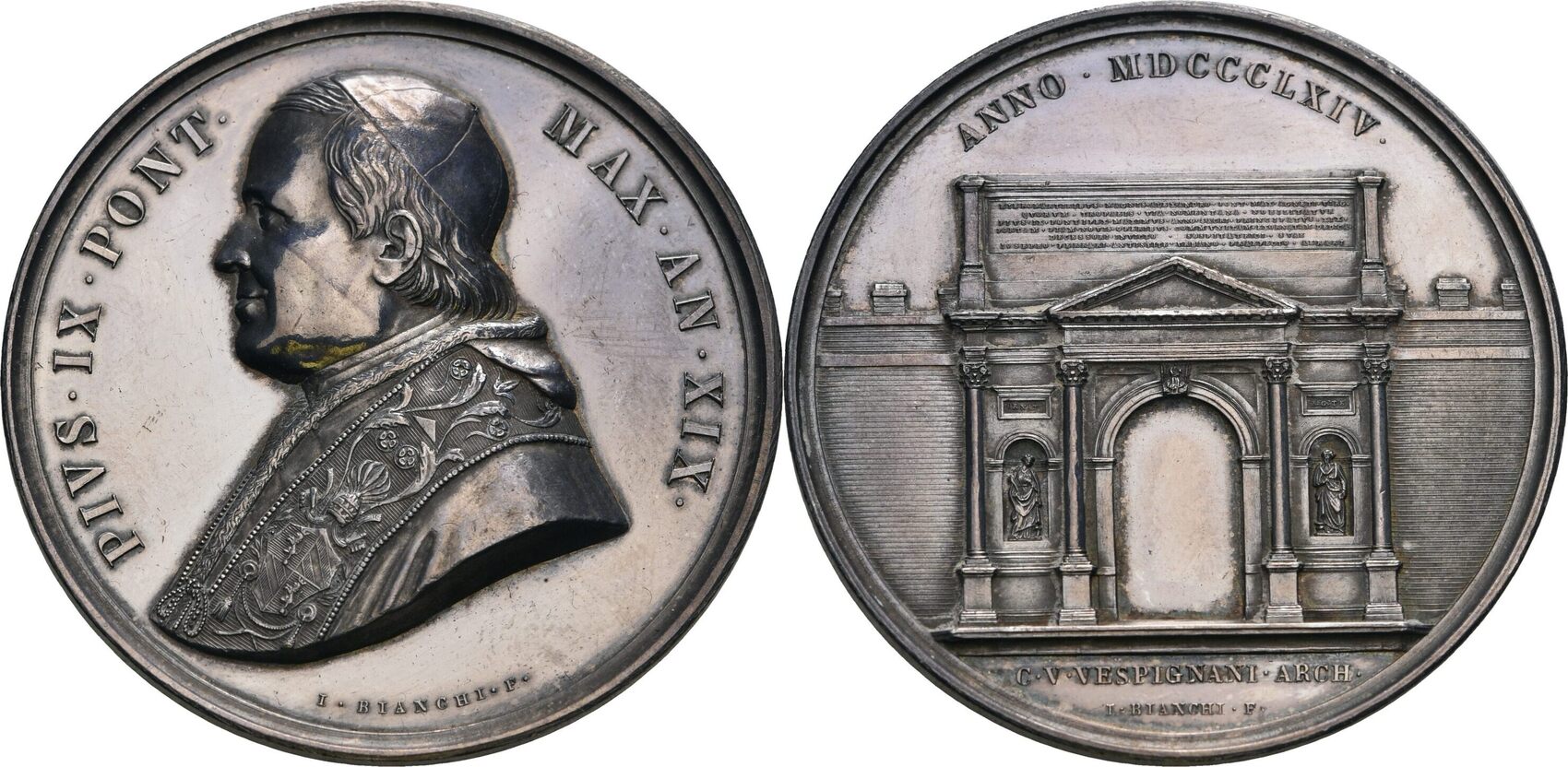 Vatikan Silbermedaille, Rom AN XIX (1864) Pius IX., 1846-1878 fast vz ...