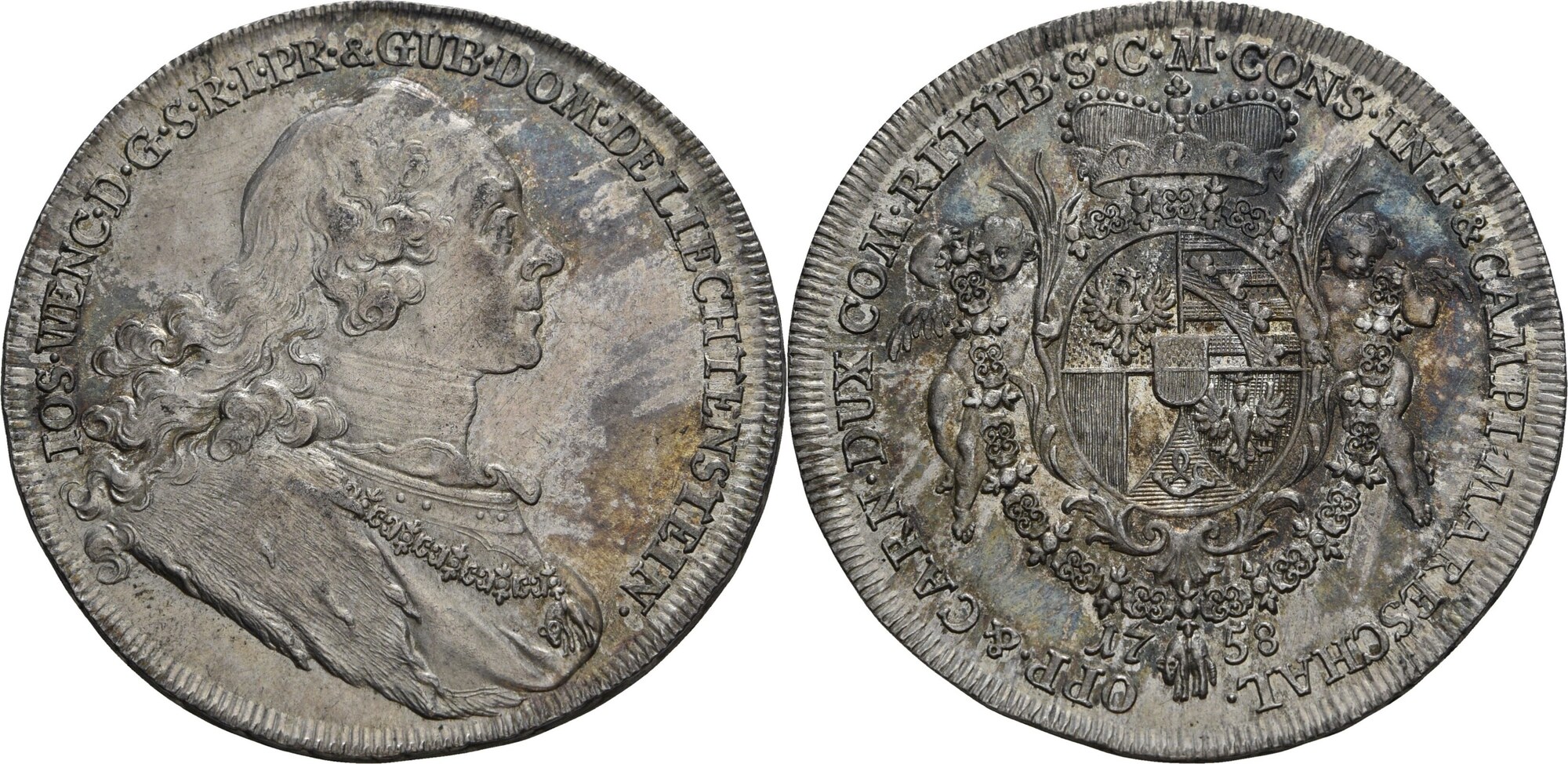 Liechtenstein 1/2 Konventionstaler, Wien 1758 Joseph Wenzel, 1748-1772 ...