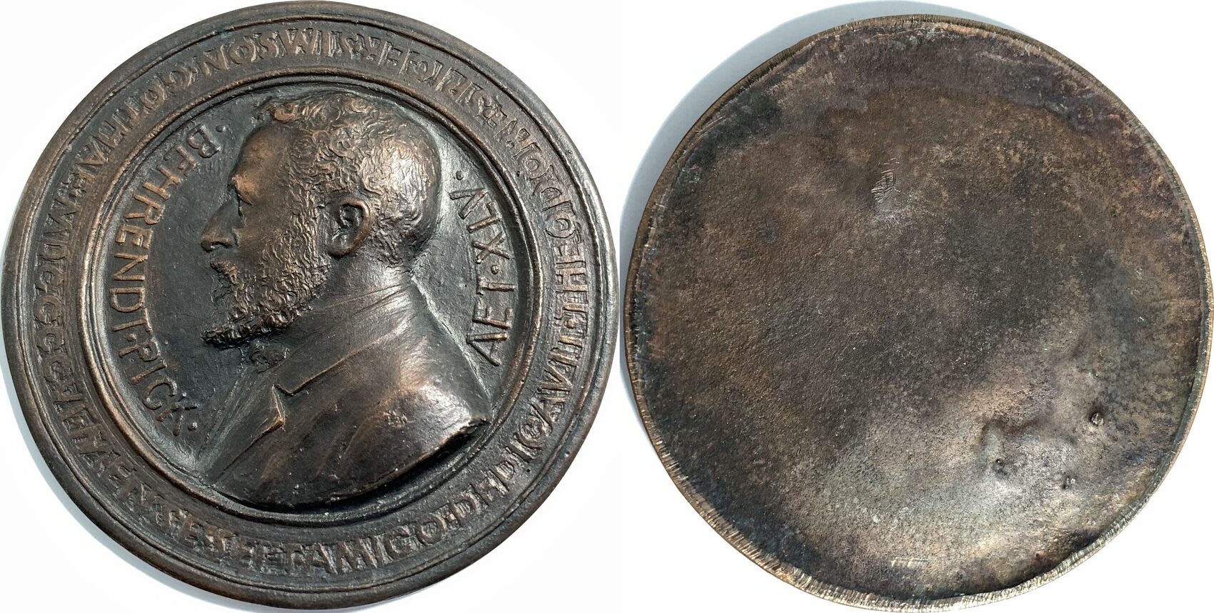 Numismatiker Einseitige Bronzegussmedaille 1906 v. T. Spicer Simpson ...