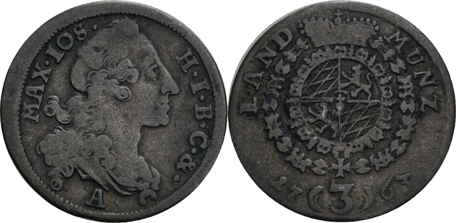 Bayern 3 Kreuzer (Groschen), Amberg 1763 Maximilian III. Joseph 1745 ...