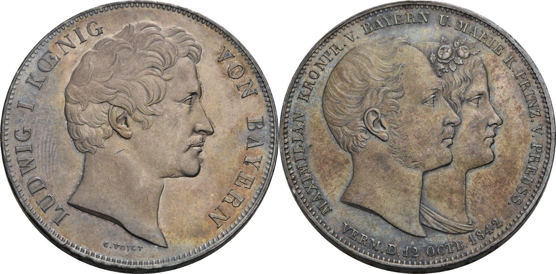Bayern Geschichtsdoppeltaler, München 1842 Ludwig I., 1825-1848 ss+/ss, min. berieben, winz ...