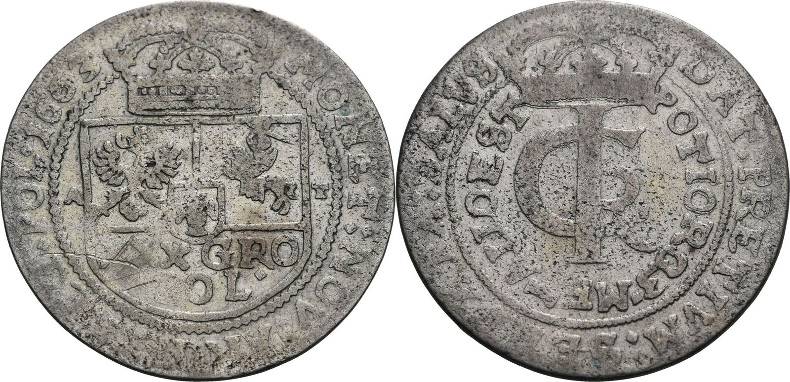 Polen Tympf AT, Krakau 1663 Johann Casimir, 1649-1668 fast ss | MA-Shops