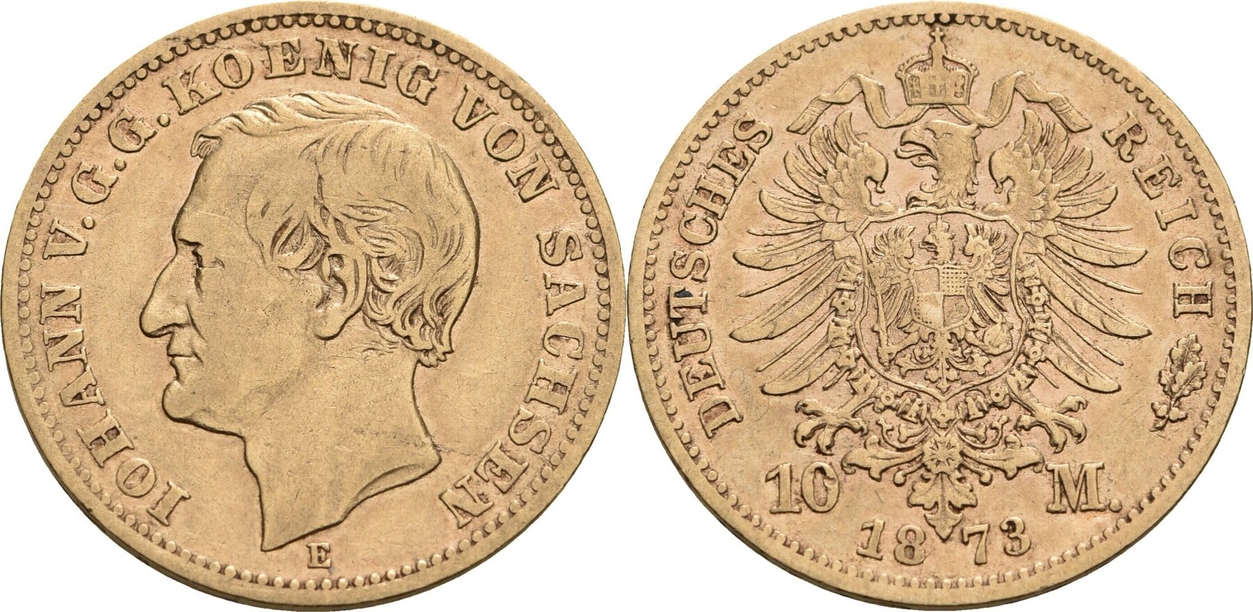 Sachsen 10 Mark E, Dresden 1873 Johann, 1854-1873 ss | MA-Shops