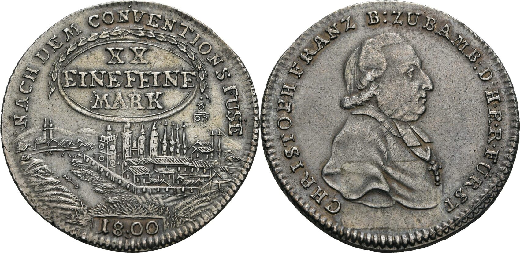 Bamberg 1/2 Konv.-Taler, Nürnberg 1800 Christoph Franz von Buseck, 1795 ...