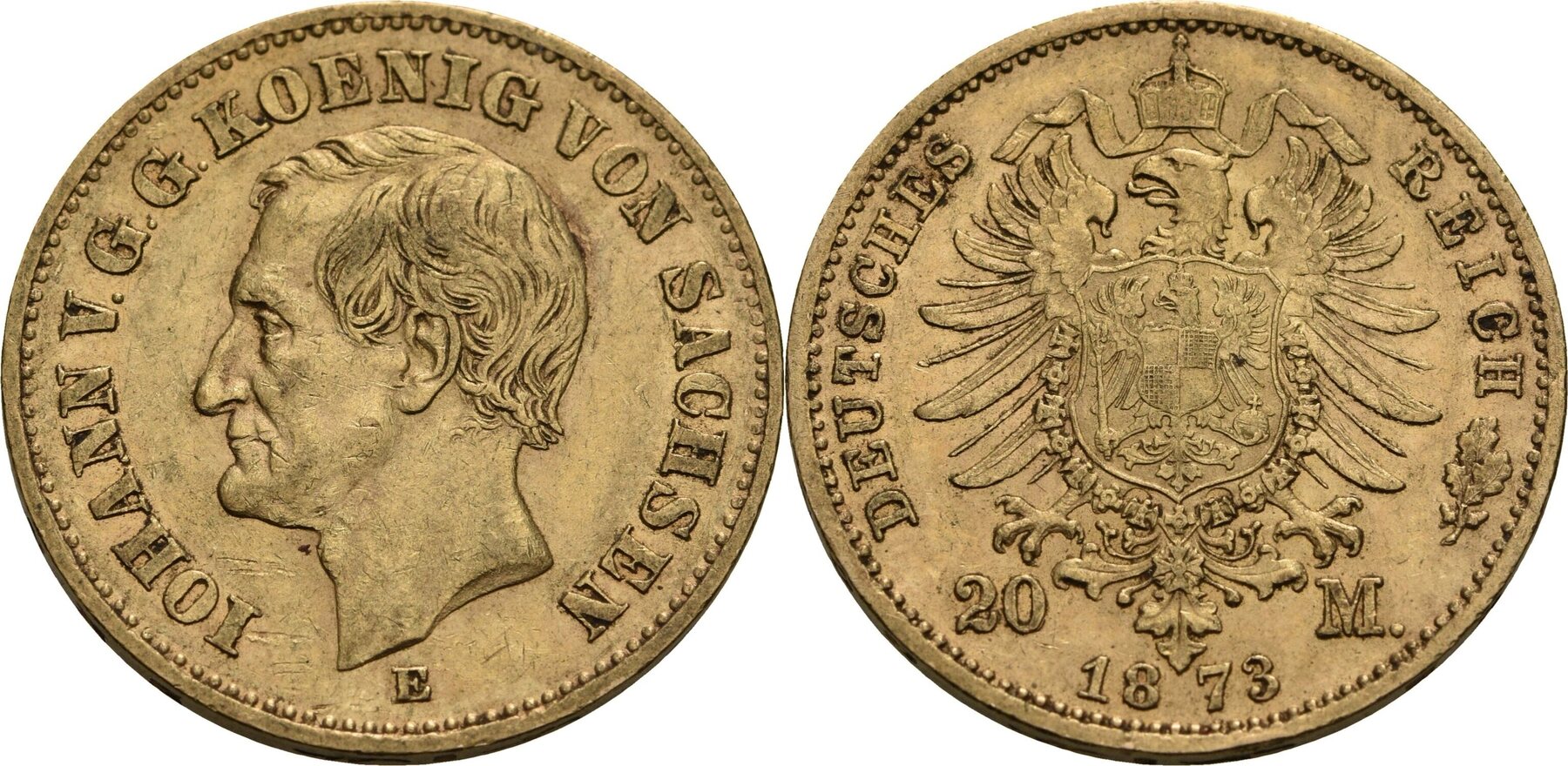Sachsen 20 Mark E, Dresden 1873 Johann, 1854-1873 ss | MA-Shops