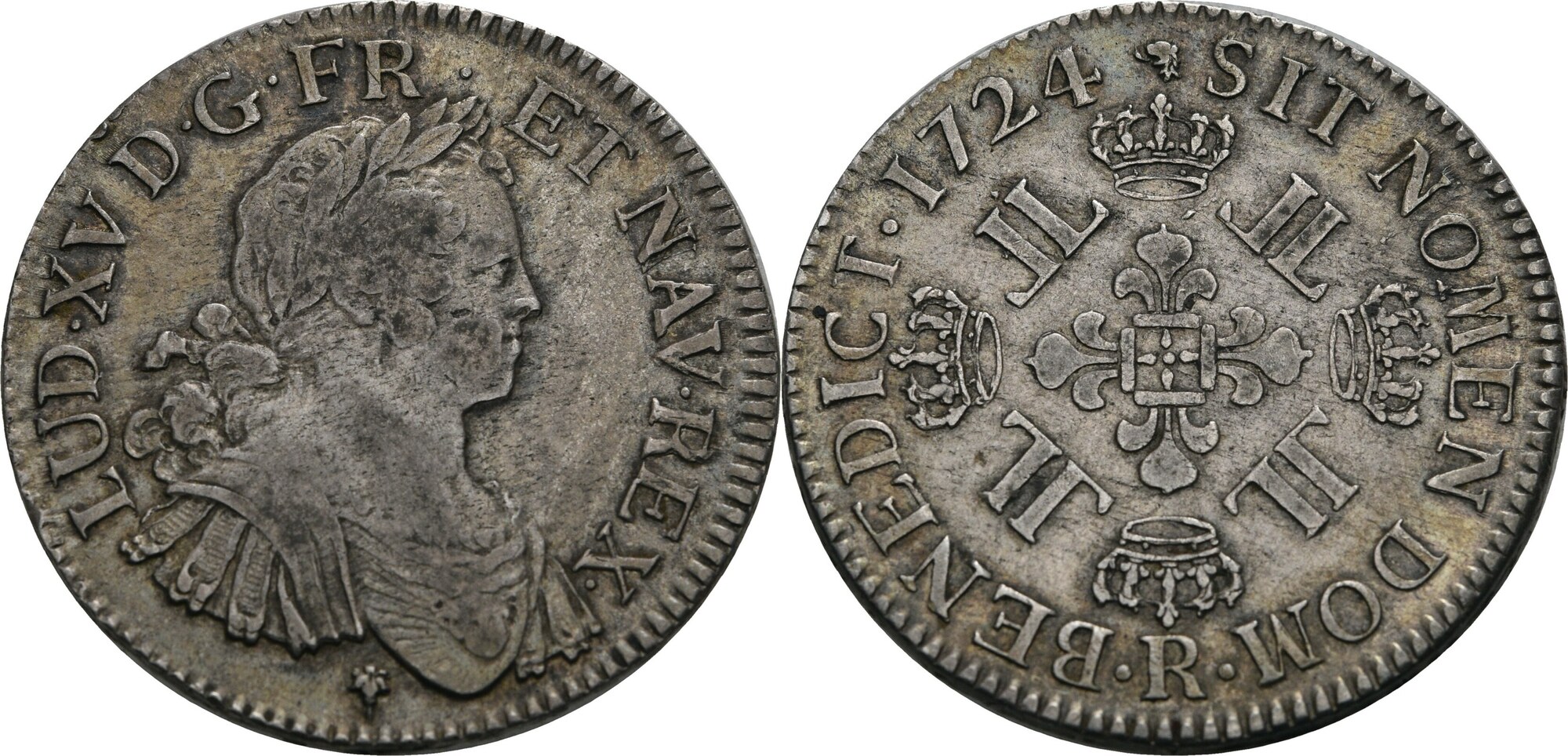 Frankreich Ecu aux 8 L R, Orléans 1724 Louis XV., 1715-1774 ss, selten | MA-Shops