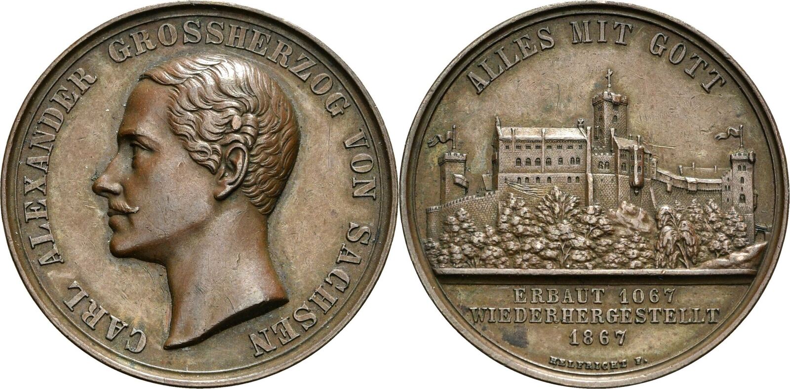 Sachsen-Weimar-Eisenach Bronzemedaille 1867 Carl Alexander, 1853-1901 ...
