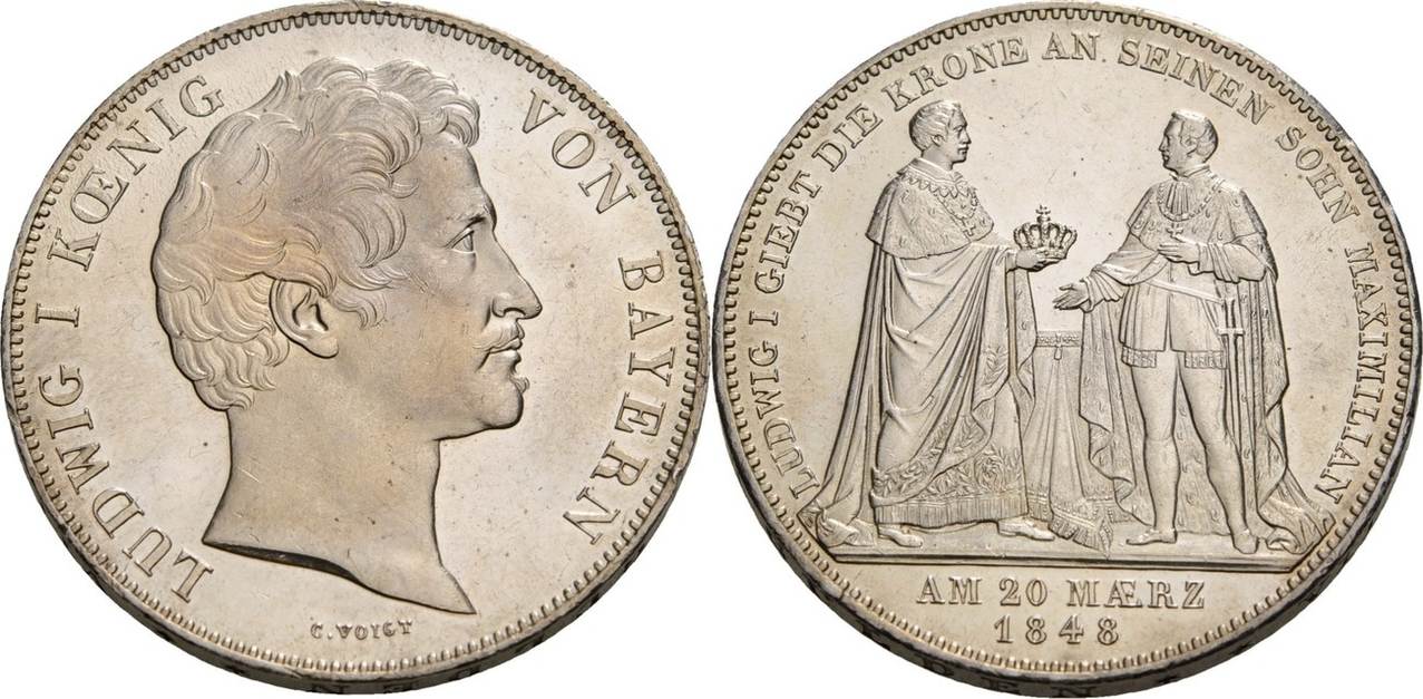 Bayern Geschichtsdoppeltaler, München 1848 Ludwig I., 1825-1848 vz, min. Randfehler und Kratzer ...