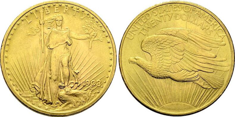 USA 20 Dollars 1908 Stehende Liberty vz | MA-Shops