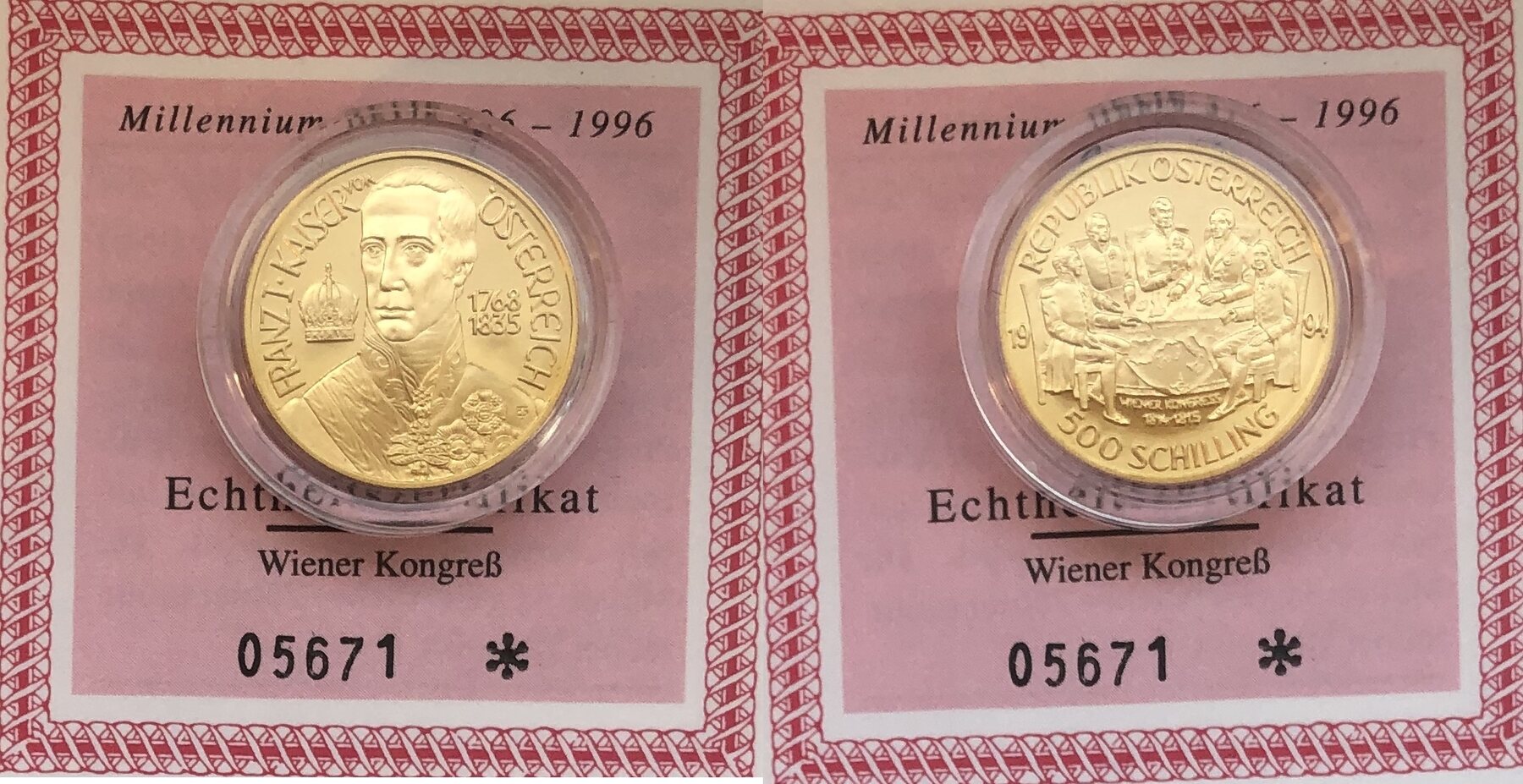 Österreich 500 Schilling 1994 Kaiser Franz I Wiener Kongreß PP in ...