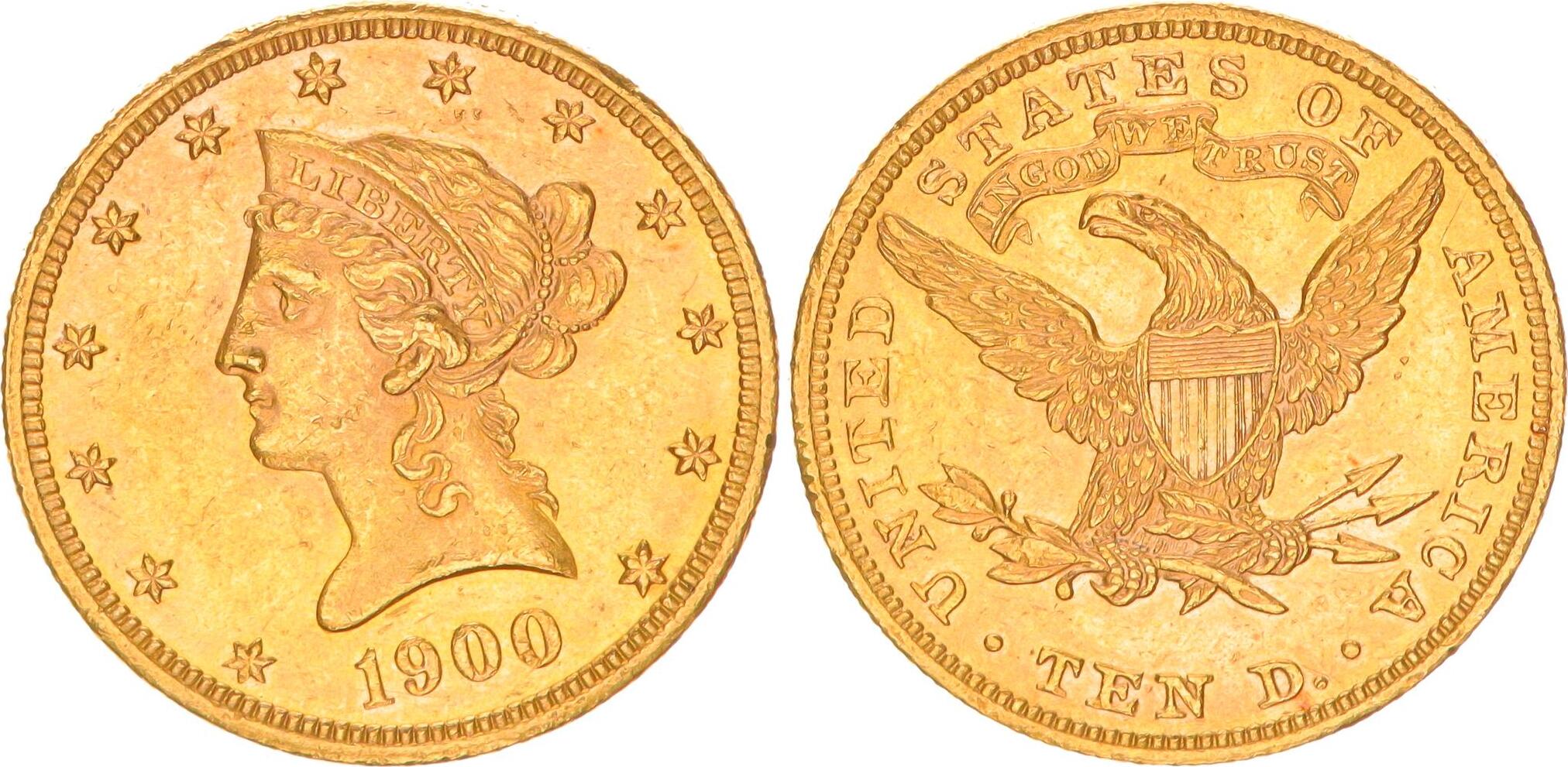 USA 10 Dollars 1900 Liberty Kopf f.vz,winz.Rdf. | MA-Shops