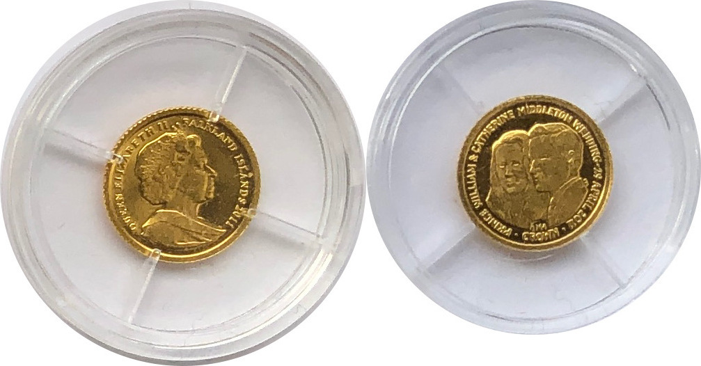 Falkland Islands 1/64 Crown 2011 Prinz William uind Catherine PP in ...