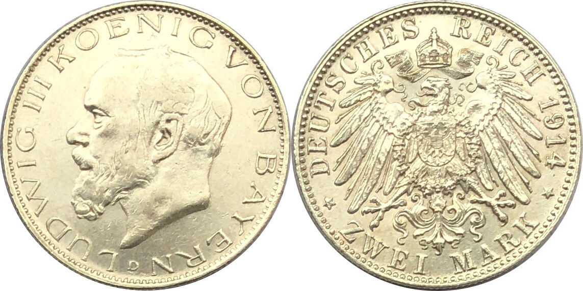 Bayern 2 Mark 1914 D König Ludwig III vz | MA-Shops